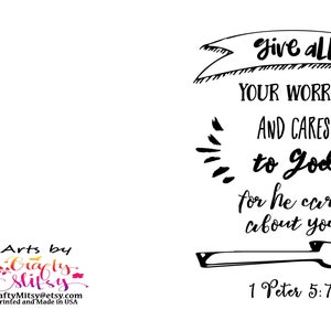 1 Peter 5:7, Bible Verse Card, Inspirational Watercolor Card ...