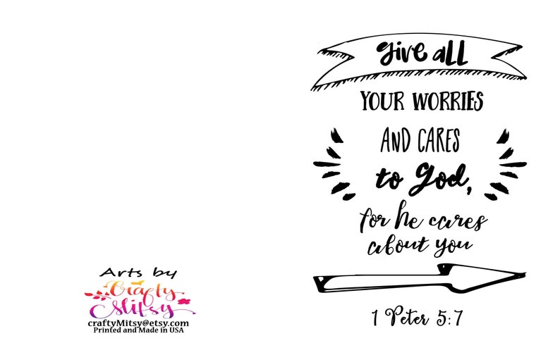 1 Peter 5:7, Bible Verse Card, Inspirational Watercolor Card ...