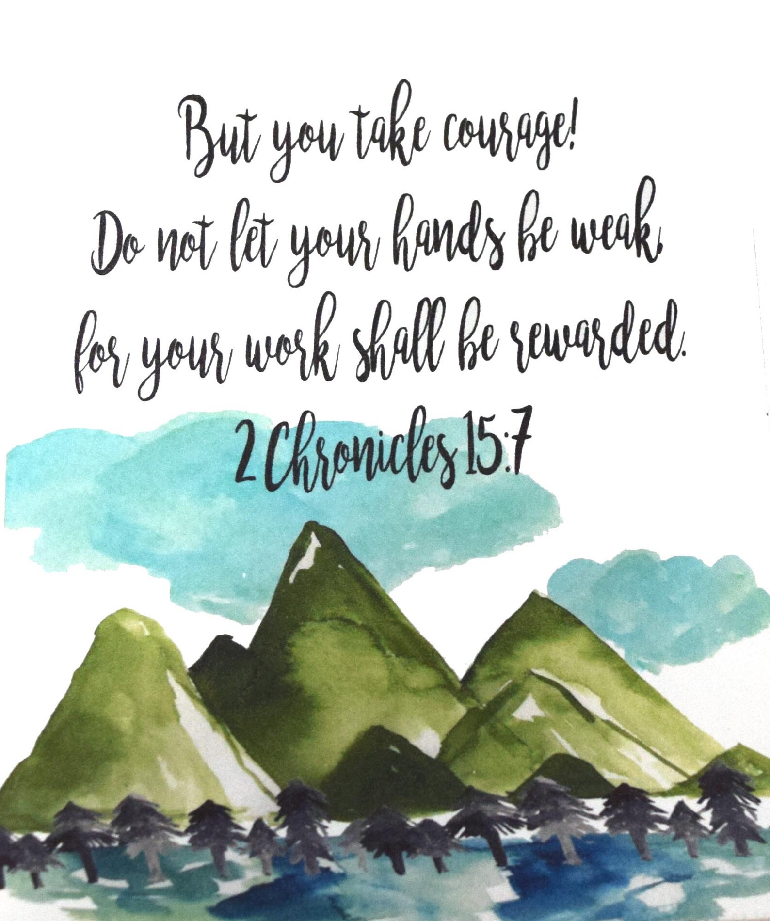 Bible Verse Card, 2 Chronicles 15:7, Inspirational Watercolor Card - Etsy