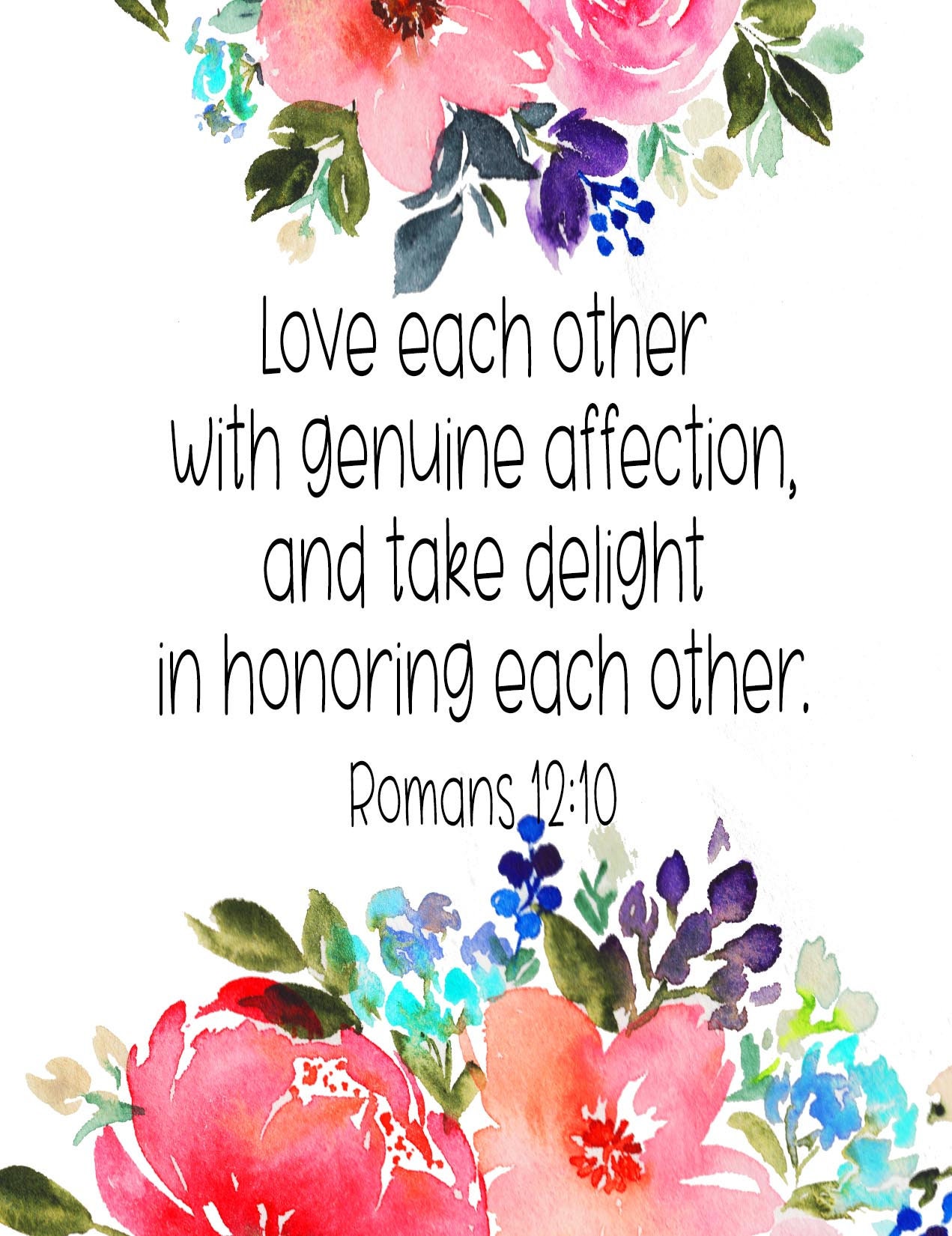 Bible Verse Greeting Cards, Romans 12:10, Watercolor Floral Bouquet - Etsy