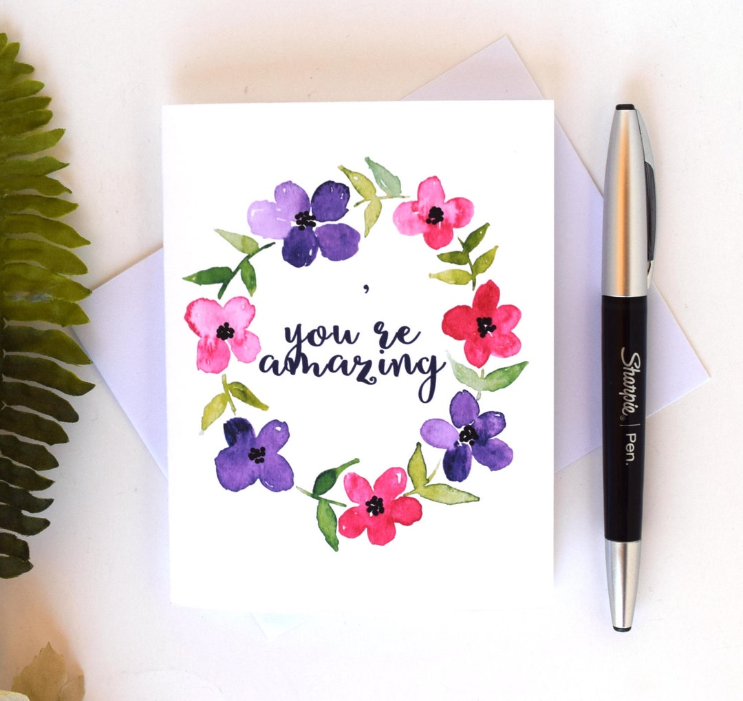 Watercolor "you're Amazing" Cards - Etsy