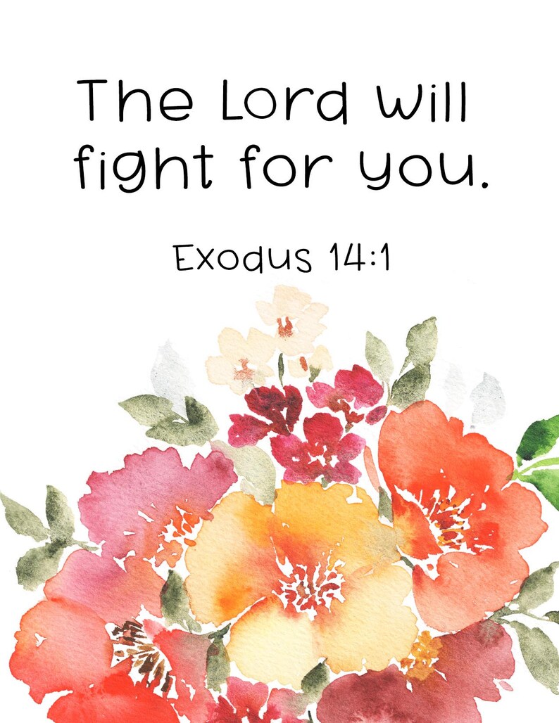 Bible Verse Card, Exodus 14:14, Watercolor Flower Card - Etsy