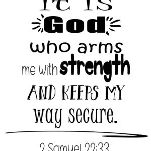 Bible Verse Card, 2 Samuel 22:33, Inspirational Calligraphy Card - Etsy
