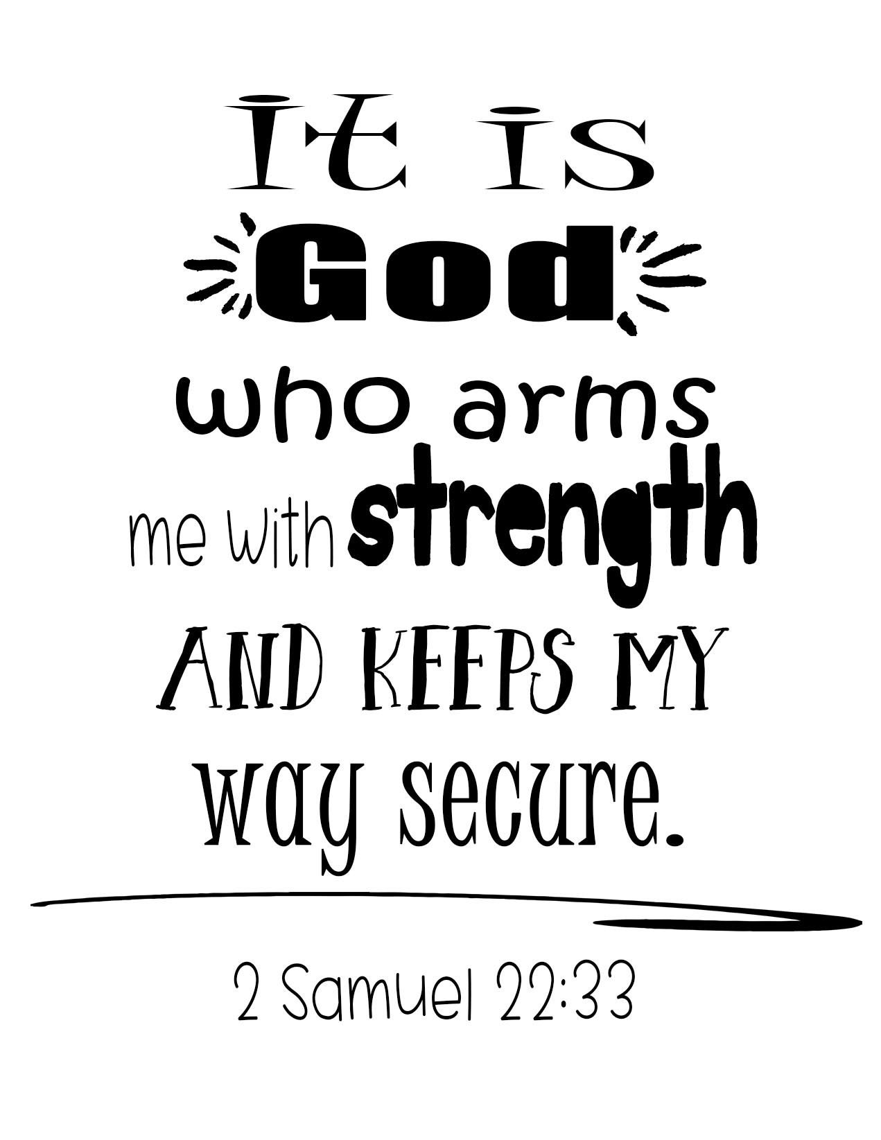 Bible Verse Card, 2 Samuel 22:33, Inspirational Calligraphy Card - Etsy