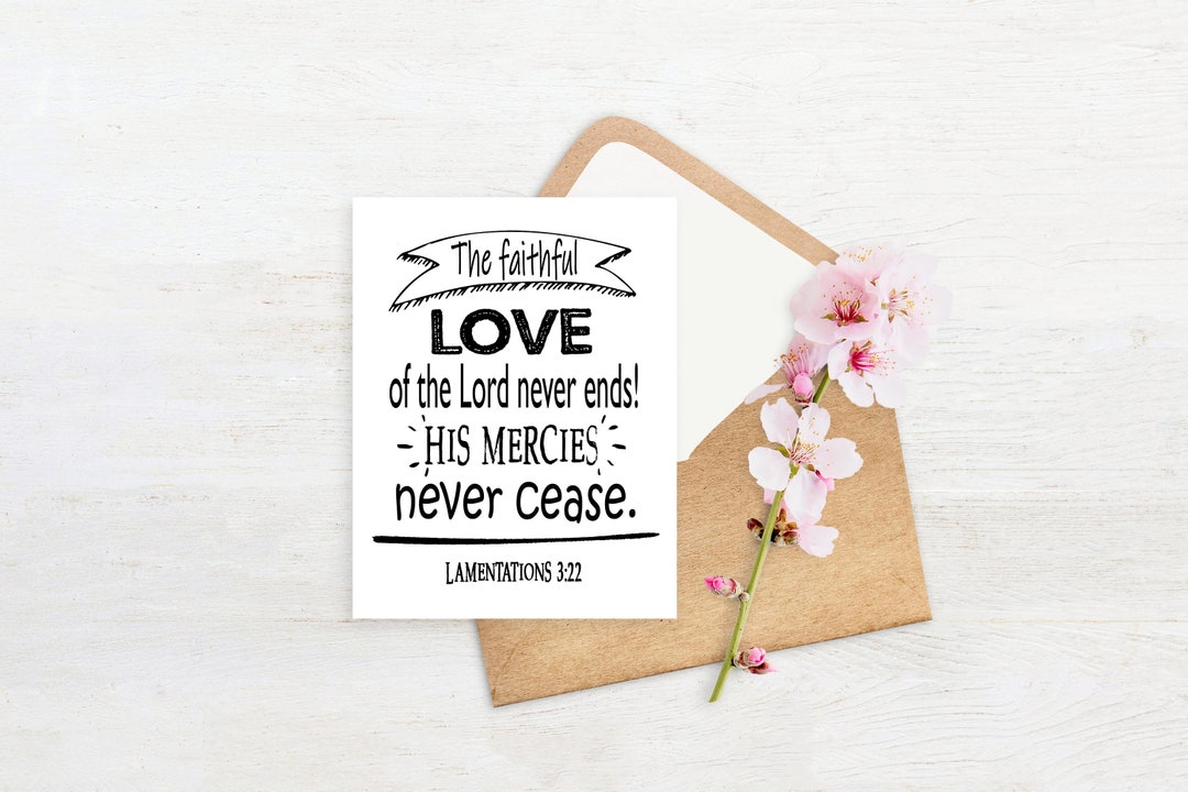 Bible Verse Card, Lamentations 3:22, Calligraphy Greeting Card ...