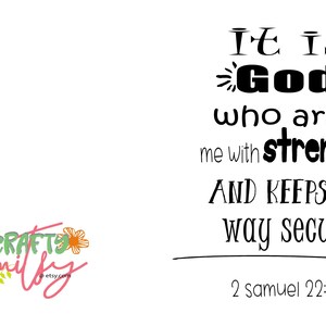 Bible Verse Card, 2 Samuel 22:33, Inspirational Calligraphy Card - Etsy
