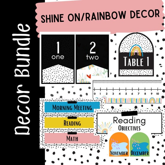 Pastel Rainbow/sun Classroom Decor Bundle | Etsy