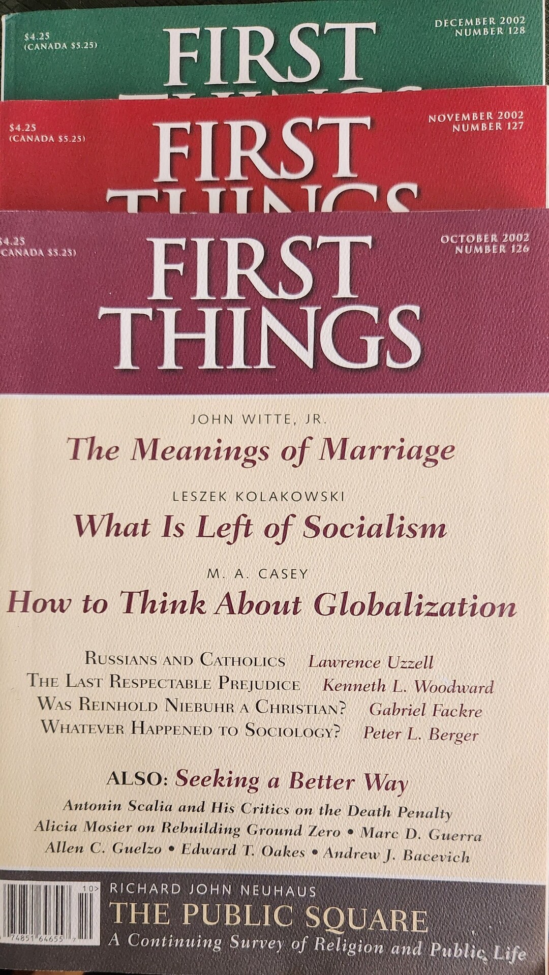 Three Vintage First Things Magazines, Oct, Nov and Dec 2002 - Etsy