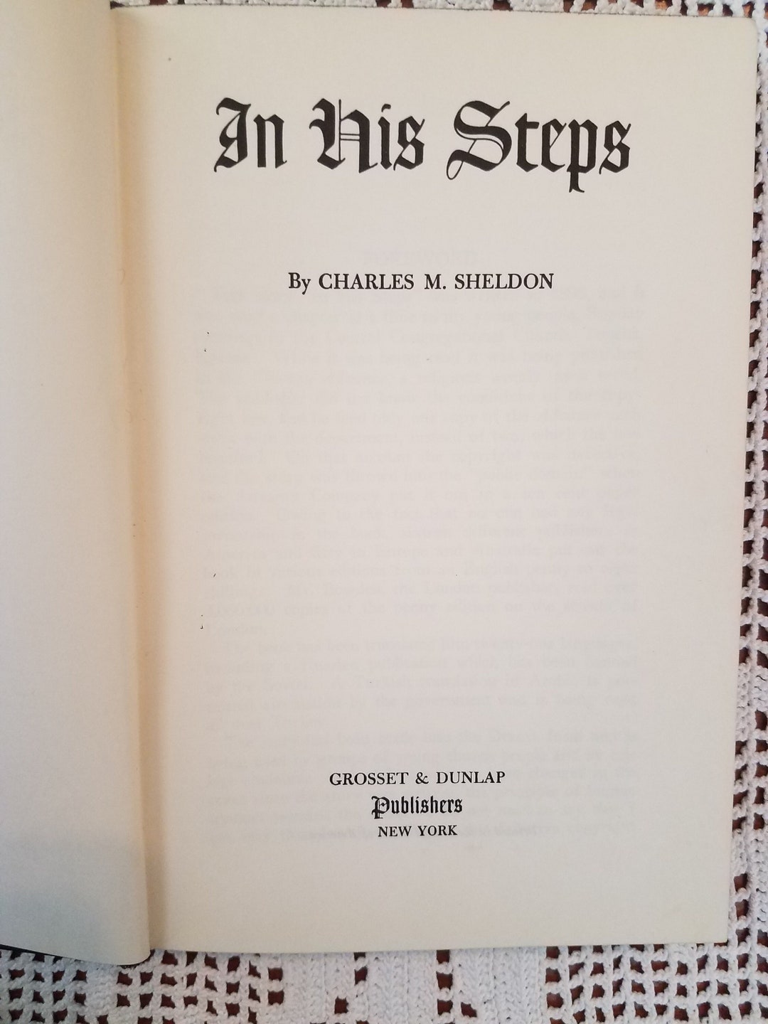 In His Steps by Charles M. Sheldon. Published by Grosser & Dunlap. No ...
