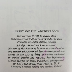 Harry and the Lady Next Door by Gene Zion, 1960 - Etsy