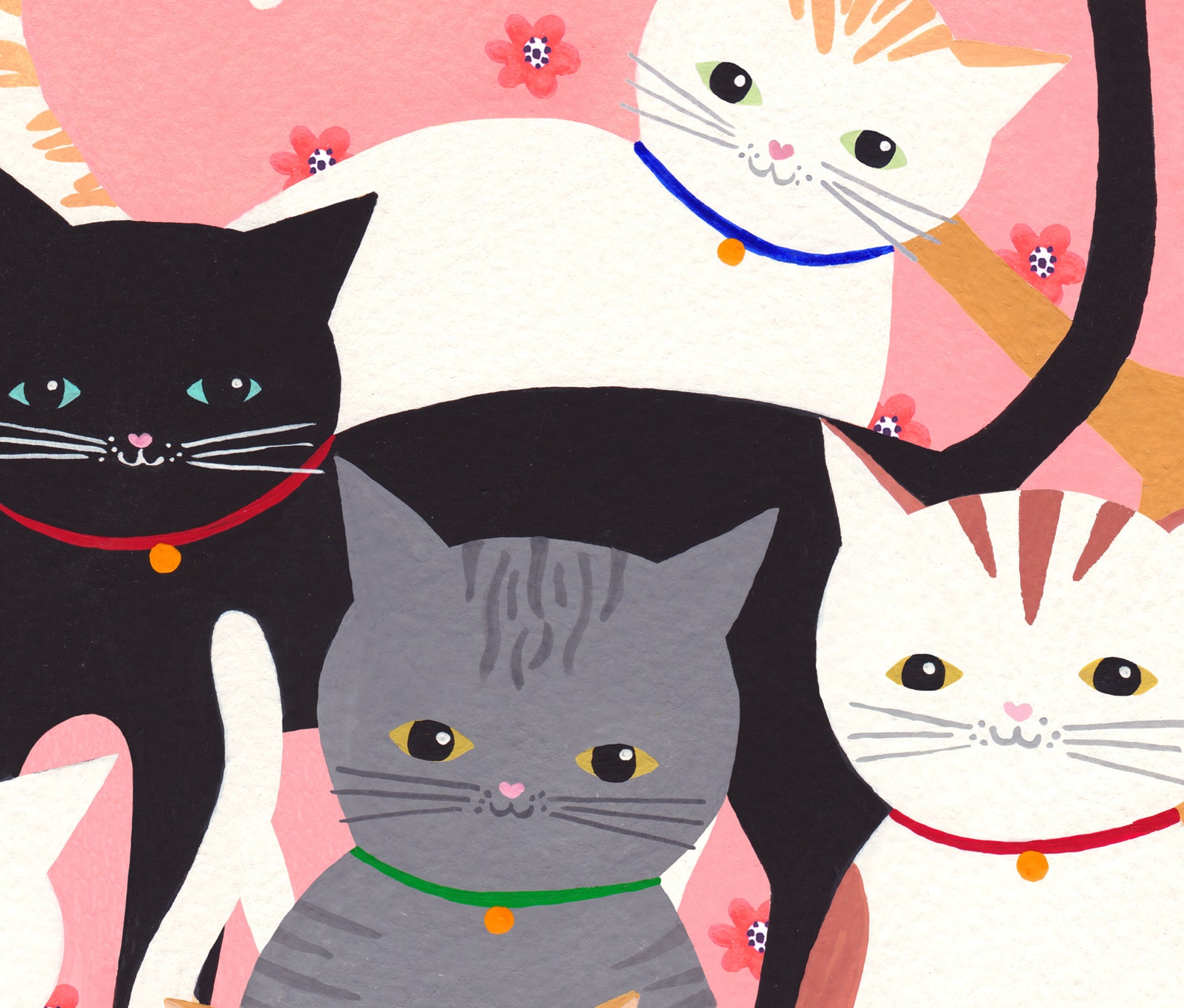 Hello Cats Art Print Giclee Print Cat Print Cat Art | Etsy