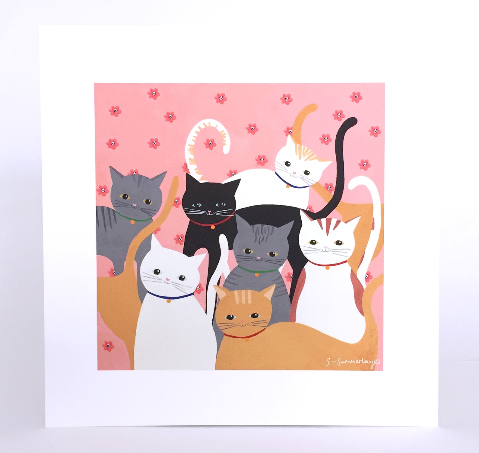 Hello Cats Art Print Giclee Print Cat Print Cat Art - Etsy