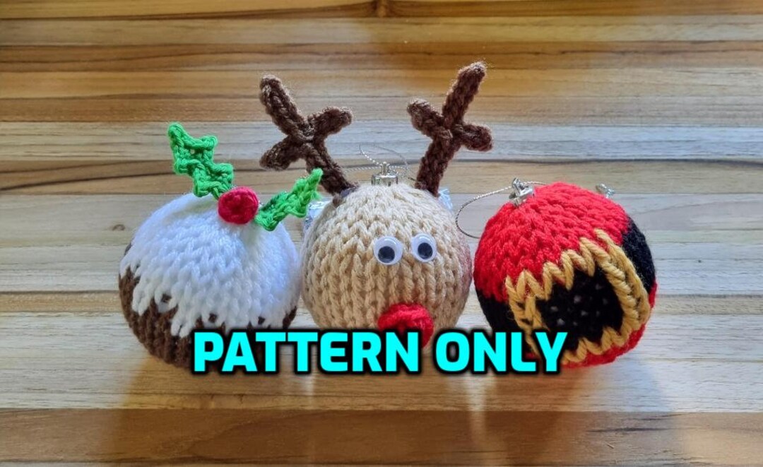 KNITTING MACHINE PATTERN - Christmas Baubles - Reindeer - Ornament ...