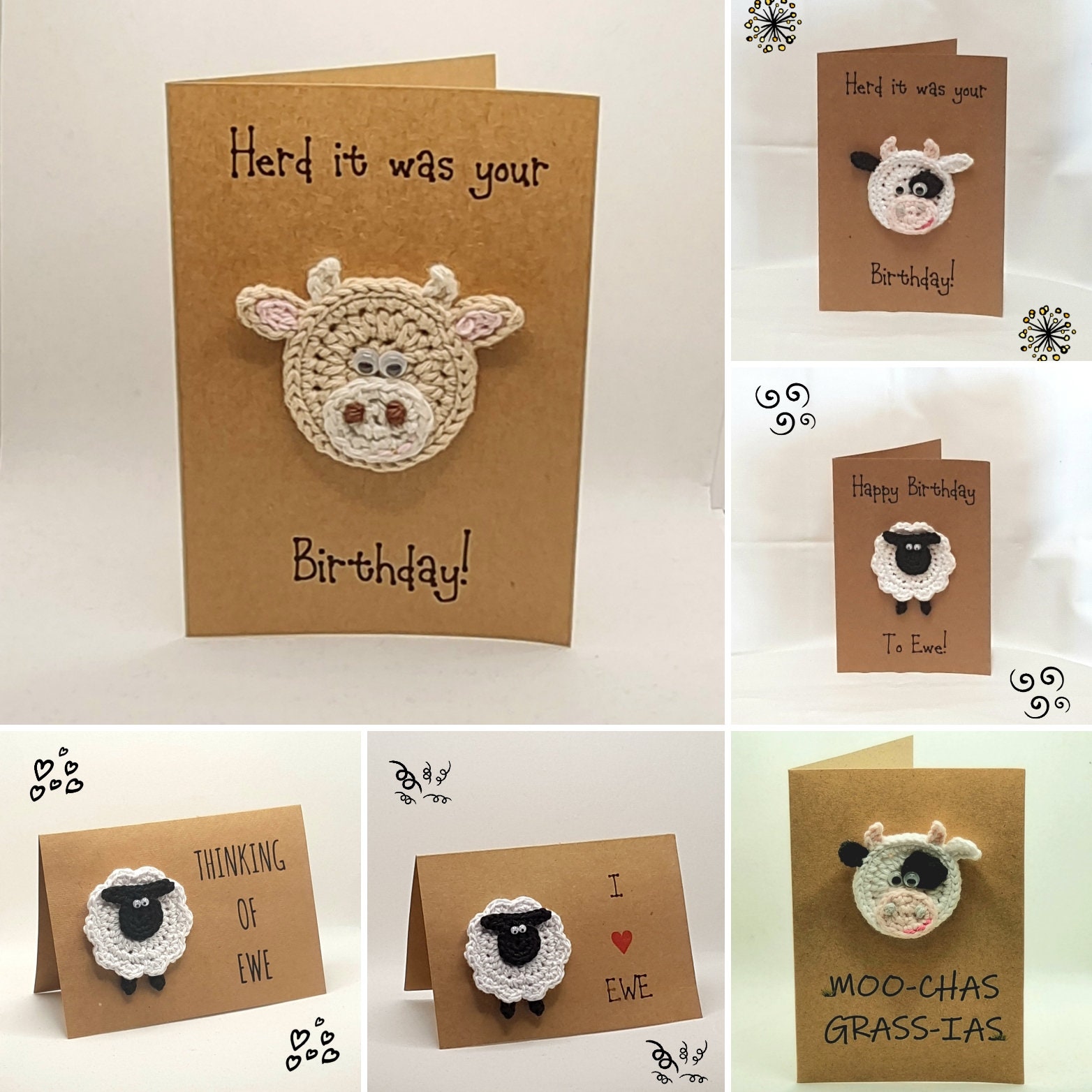 Handmade Greeting Card With Crochet Animal - Etsy Australia