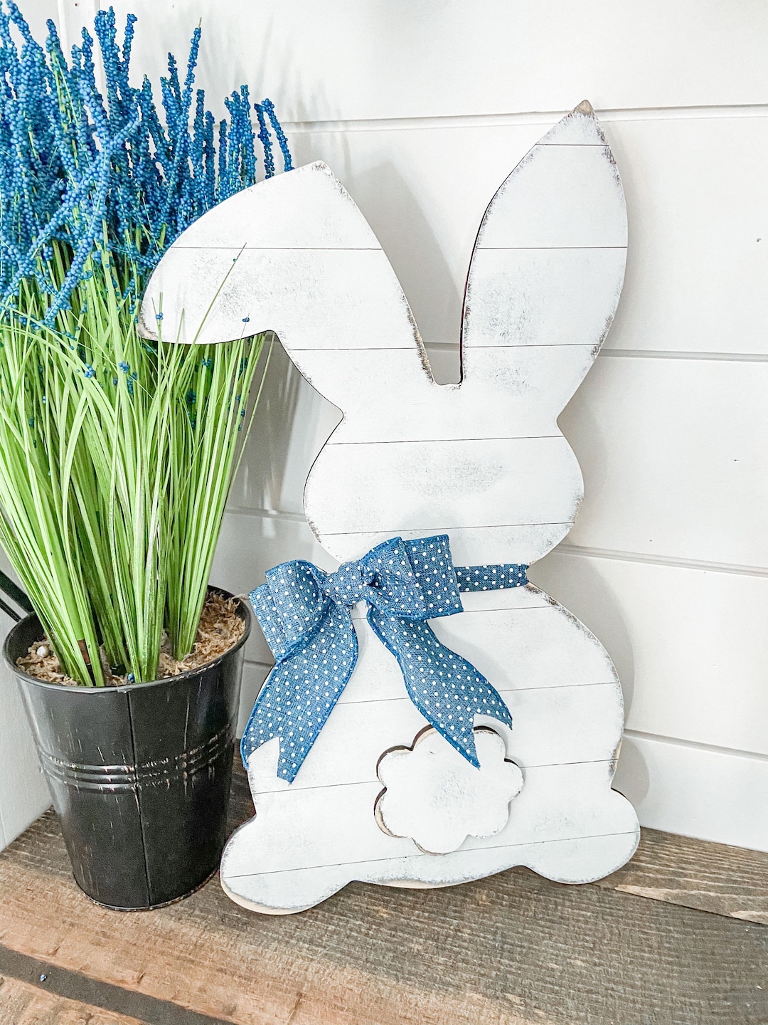 Farmhouse Easter Bunny - Rustic Easter Bunny - Wooden Bunny Decor ...