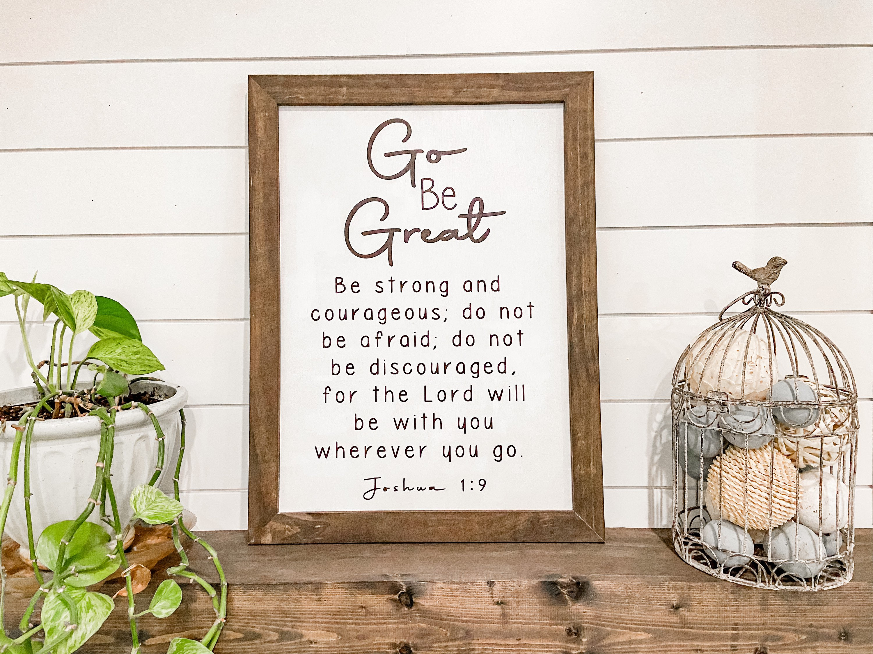 Go Be Great - Scripture Wall Decor - Joshua 1:9 - Joshua Bible Verse ...