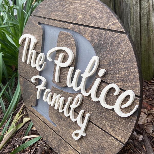 Round Family Name Sign - Etsy
