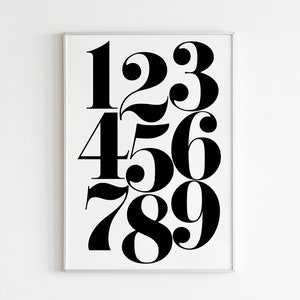 Numbers Wall Art, Printable Poster, Scandinavian Poster, Minimalist ...