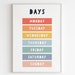 Educational Wall Art, Printable Days of the Week Poster, Boho Numbers ...