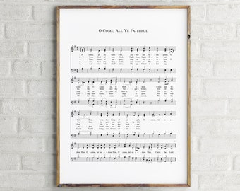 O Come All Ye Faithful Christian Home & Office Decor Christmas Carol ...