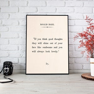 Roald Dahl Quote Print, Book Quote Wall Art, Inspirational Motivational ...