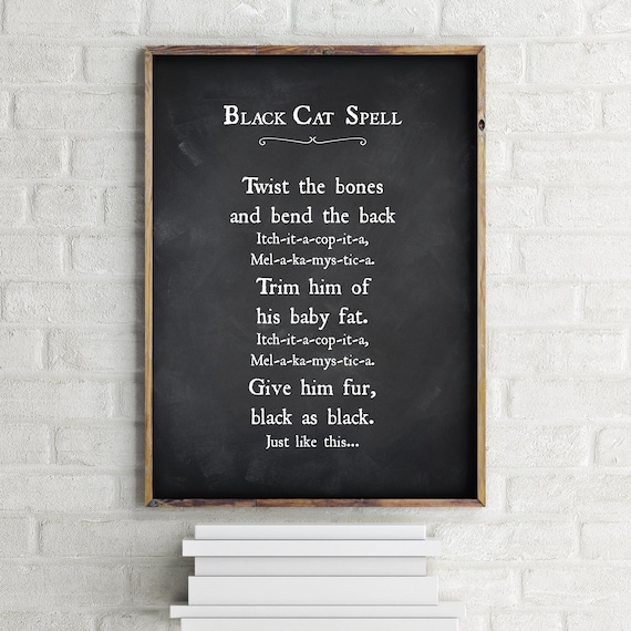 Black Cat Spell Printable Wall Art Hocus Pocus Quote Life - Etsy