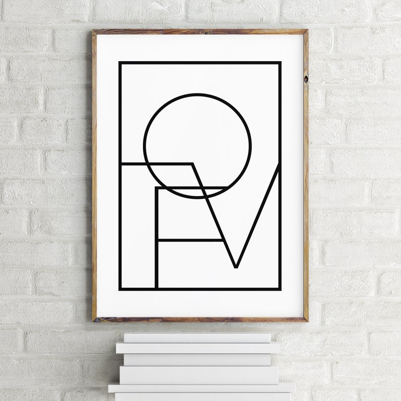 LOVE Abstract Geometric Printable Wall Art - Love Print - Affiche ...