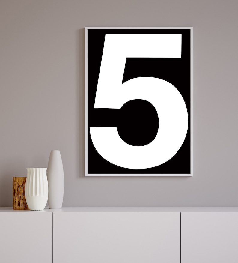 Number 5 Print birthday Print Printable Wall Art | Etsy