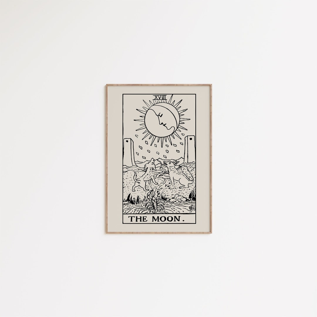 The Moon Tarot Card Print,tarot Printable Wall Art,mystical Art ...
