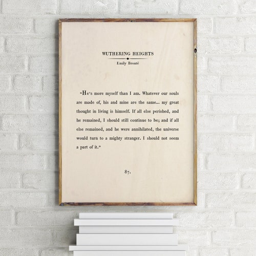 Wuthering Heights Book Page Printable Wall Artemily Bronte - Etsy