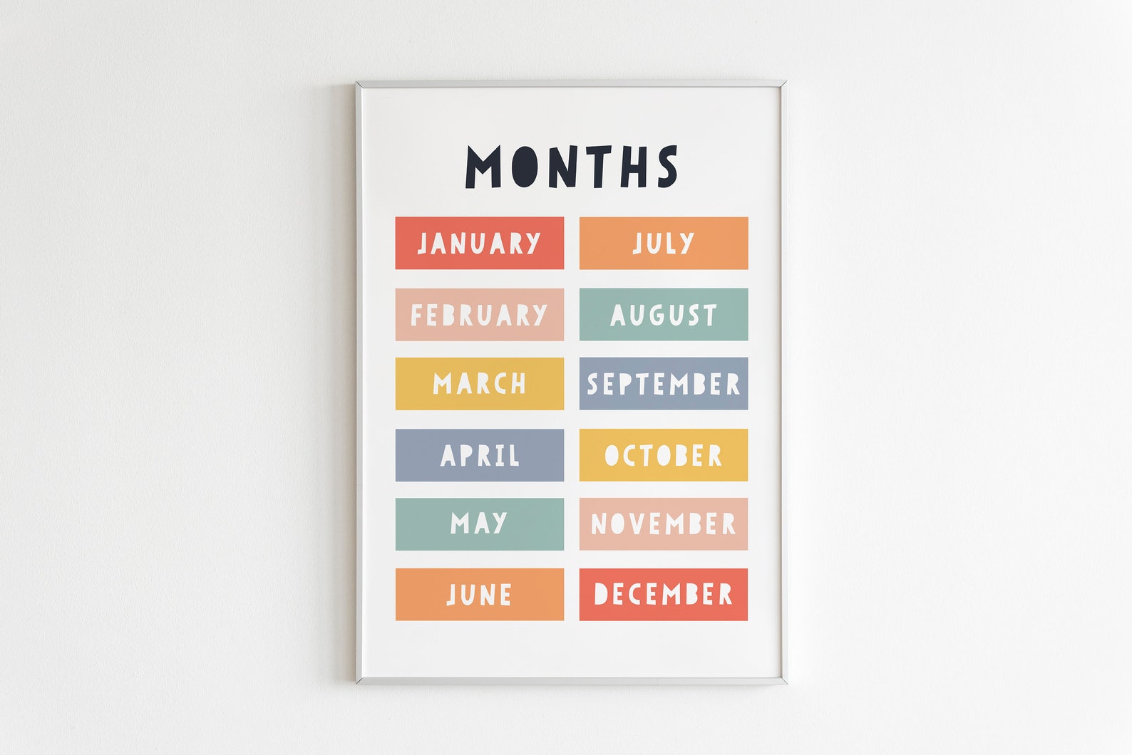 Educational Wall Art Printable Months of the Year Poster | Etsy
