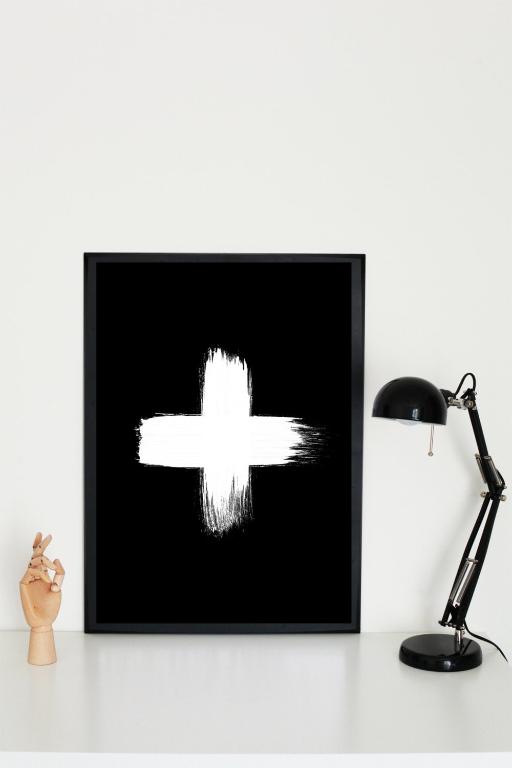 Swiss Cross Plus Sign Printable Poster - Black and White Geometric Art ...
