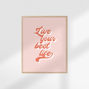 Live Your Best Life Wall Art, Inspirational, Retro Print, Boho Poster ...