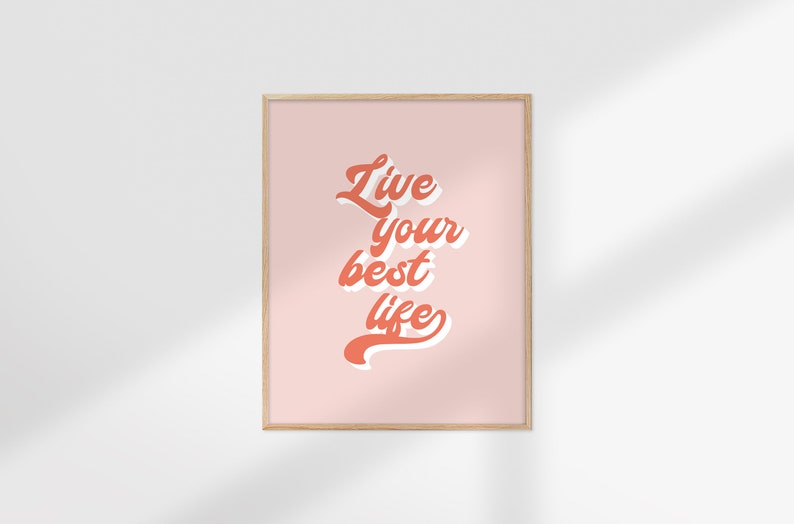 Live Your Best Life Wall Art, Inspirational, Retro Print, Boho Poster ...