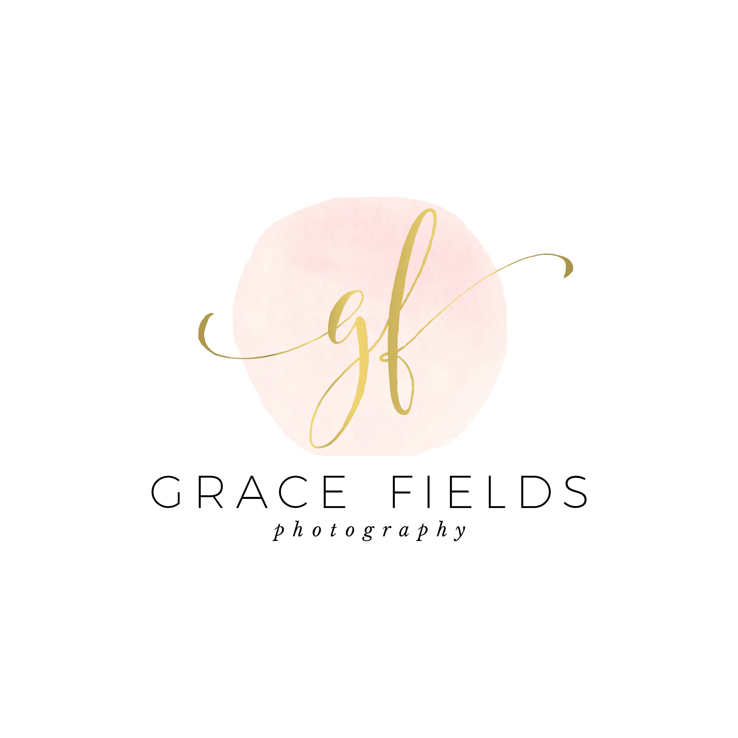 Premade Logo Gold Initials Pink Watercolor Stain Circle | Etsy