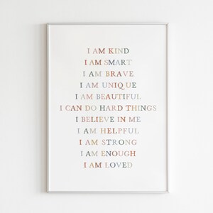 Affirmations for Kids Printable Wall Art,kids Affirmations Print,i Am ...