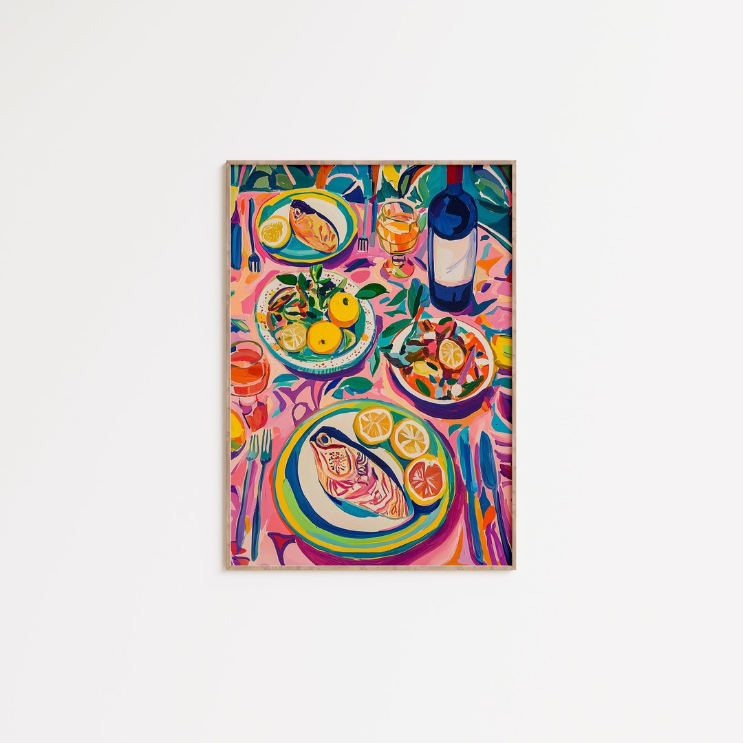 Henri Matisse Inspired Colorful Table Setting Wall Art | Vibrant Still ...