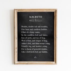 Halloween Printable Wall Art, Macbeth, William Shakespeare Quote ...
