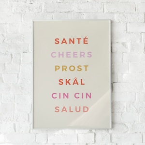 CHEERS in Different Languages, Printable Cheers Wall Art, Bar Cart Print, Bar Wall Art,sante,cin ...