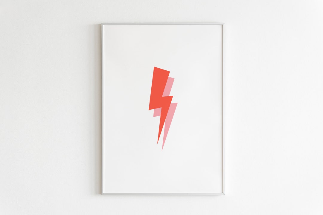 Pink Thunder Wall Art,thunders Print,pink Red Print,trendy Wall Art ...