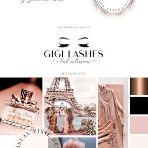 Branding Package - Rose Gold Eyebrows Logo - Microblading Brows Logo - Rose Gold Lashes - Makeup ...