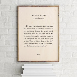 The Great Gatsby Printable, F Scott Fitzgerald Quote, Book Passage Wall ...