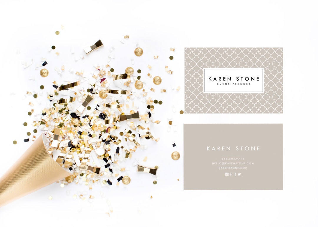 Moroccan Business Card Design - Taupe Business Card - Premade Business ...