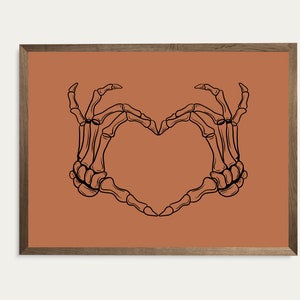 Halloween Printable Wall Art,skeleton Heart Hands,skeleton Hand Wall ...