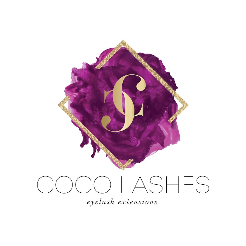 Pre-made Logo Gold Purple Watercolor Logo - Hair Salon Logo ...