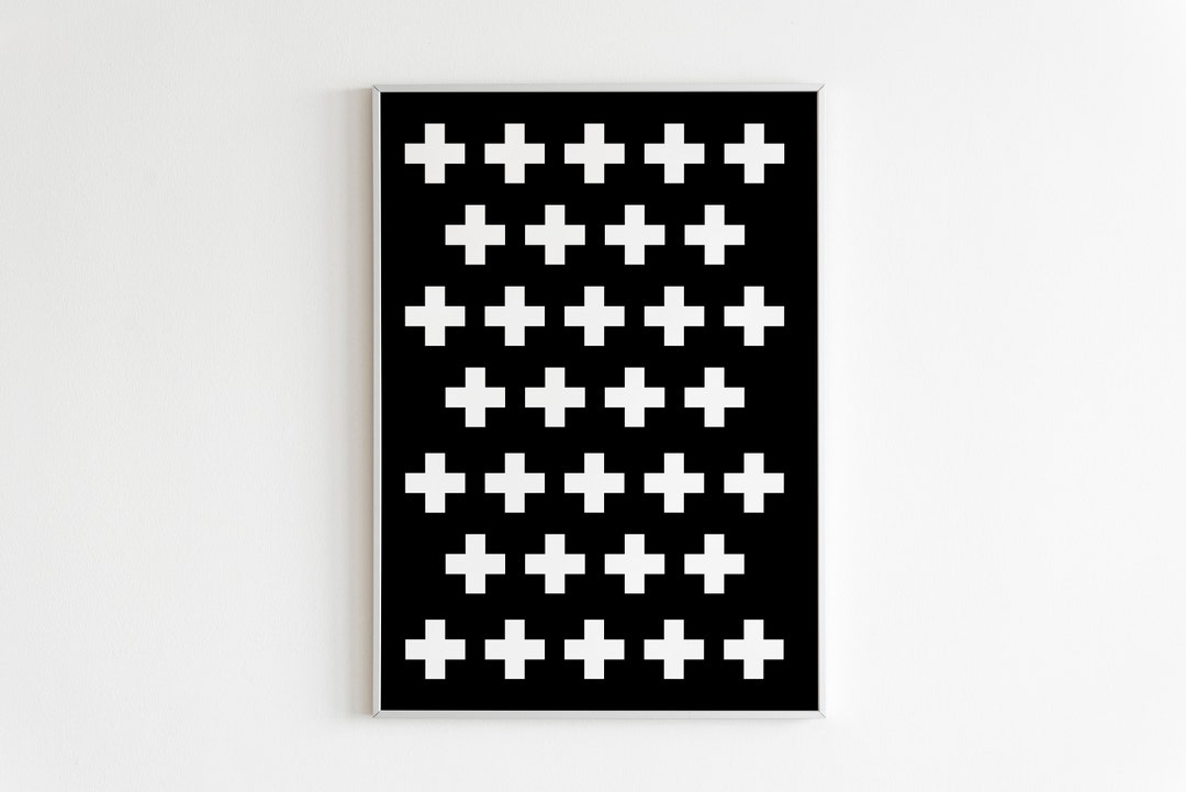 Swiss Cross Pattern - 50x70 Cm - A4 Plus Sign - Black and White ...