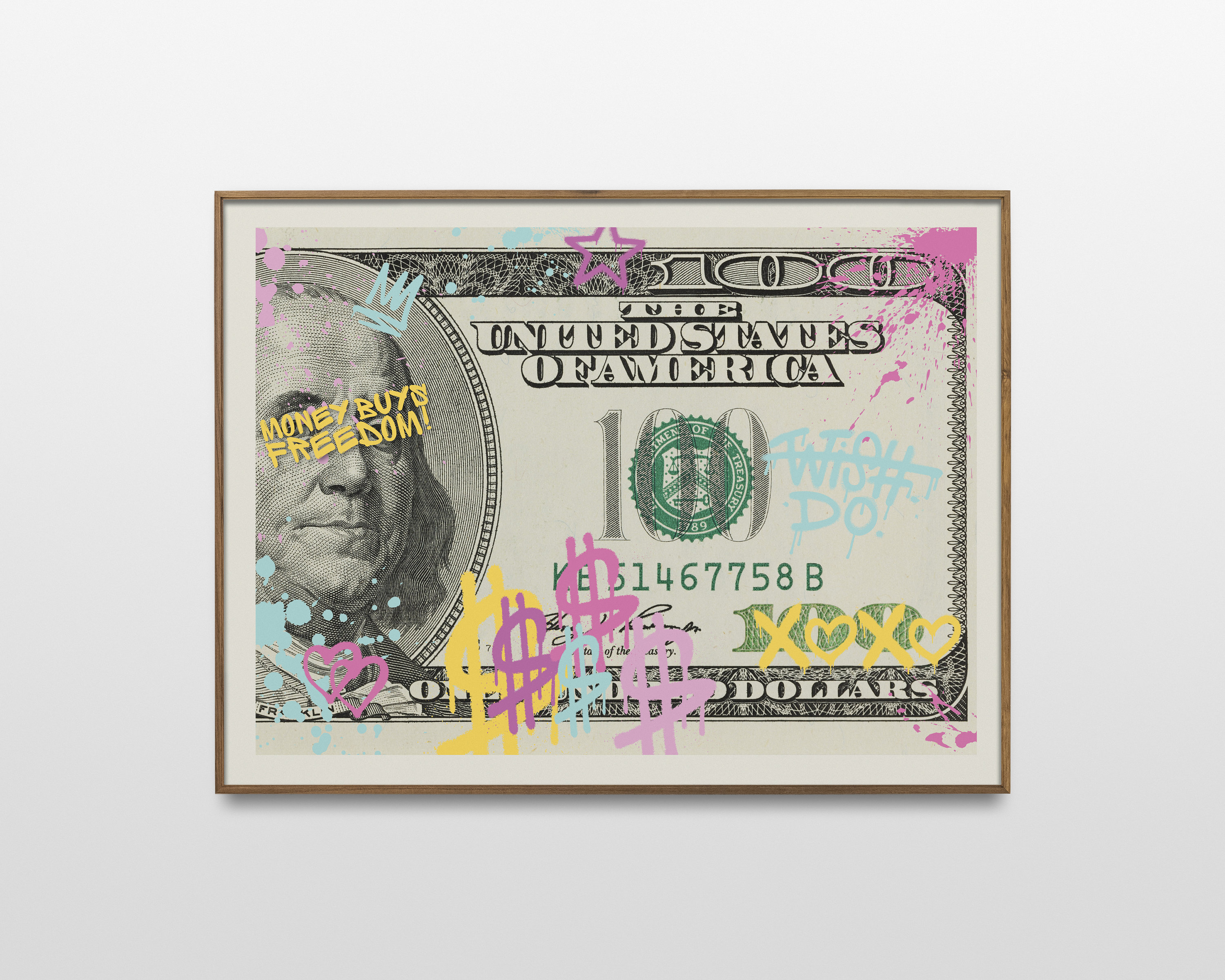 100 Dollars Printable Wall Art, Dollar Bill Poster,dollar Grafitti,pop ...