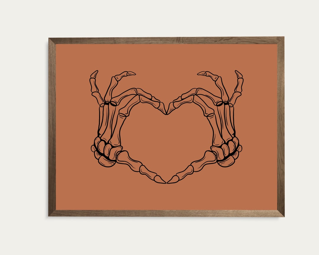 Halloween Printable Wall Art,skeleton Heart Hands,skeleton Hand Wall ...