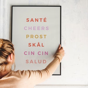 CHEERS in Different Languages, Printable Cheers Wall Art, Bar Cart Print, Bar Wall Art,sante,cin ...