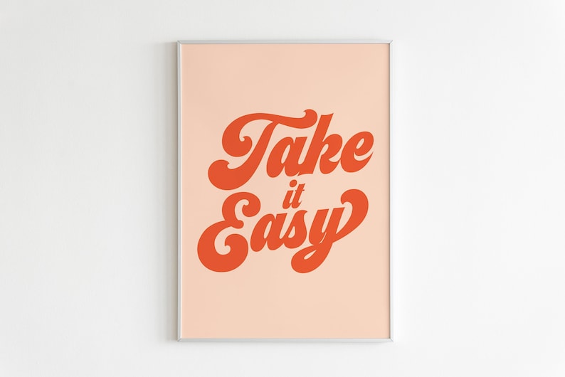 Take It Easy Wall Art, Retro Wall Art,bohemian Print,boho Poster,hippie ...